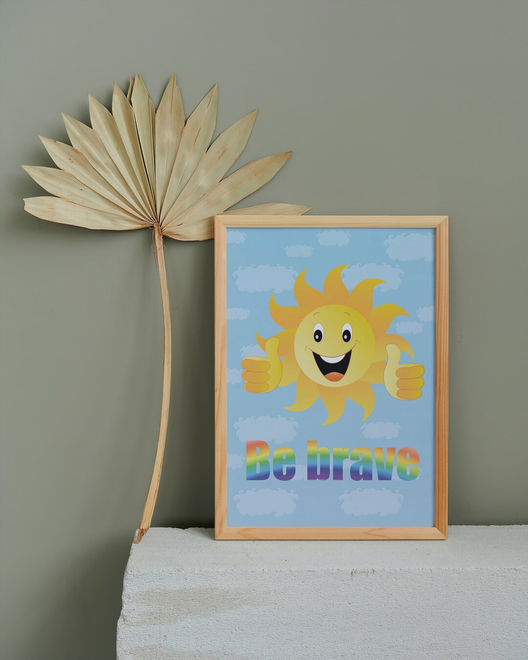 Encouraging be Brave Digital Art, Smiling Sun and Rainbow Emoticon ...