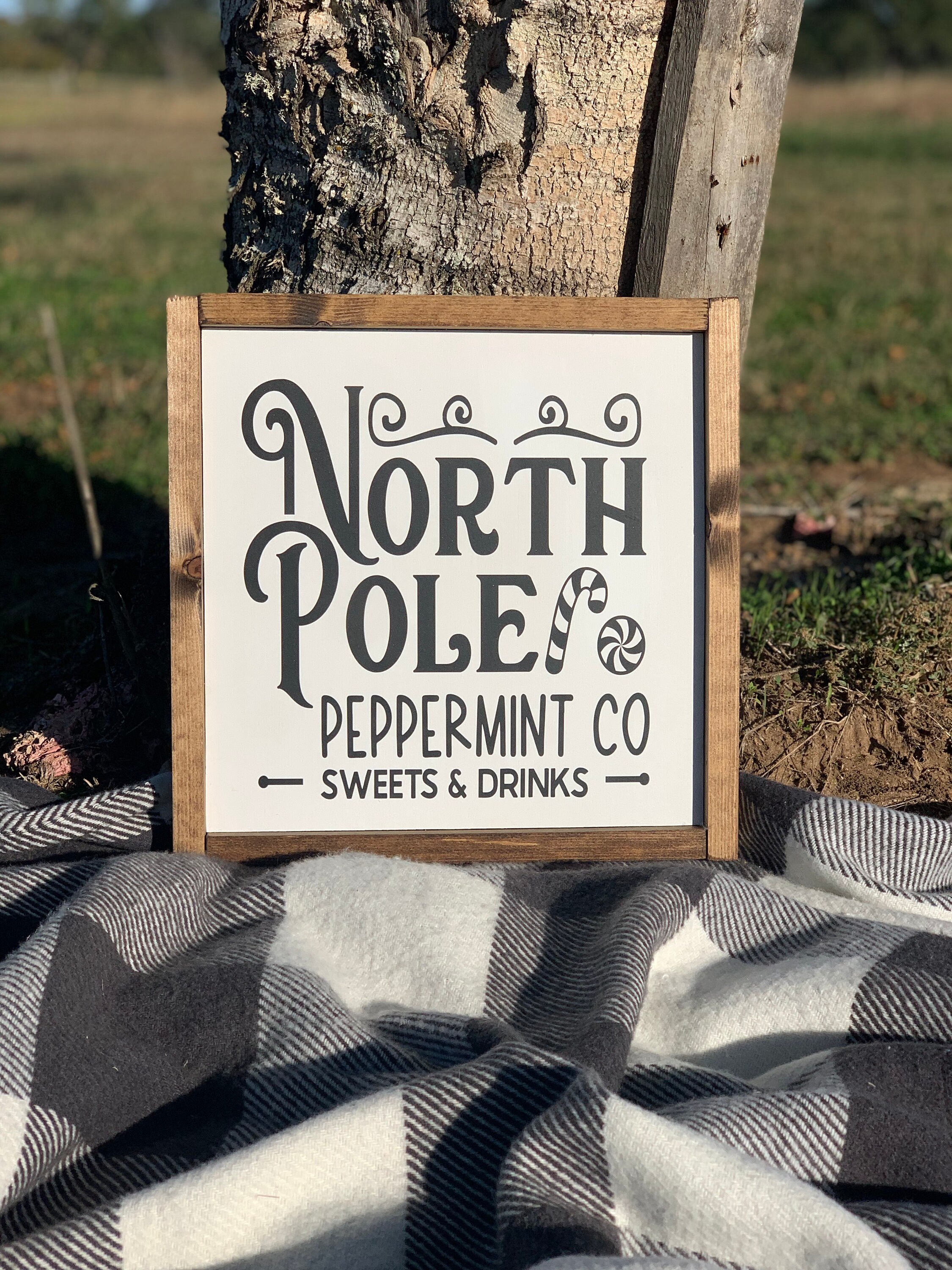 Wooden North Pole Sign - Rustic Wood Sign - Holiday Wood Sign - Holiday ...