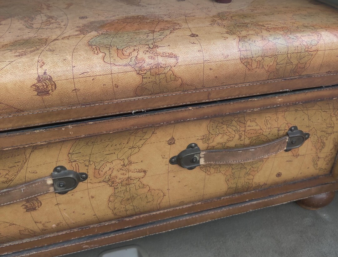 Vintage World Map Coffee Table With Drawer - Etsy