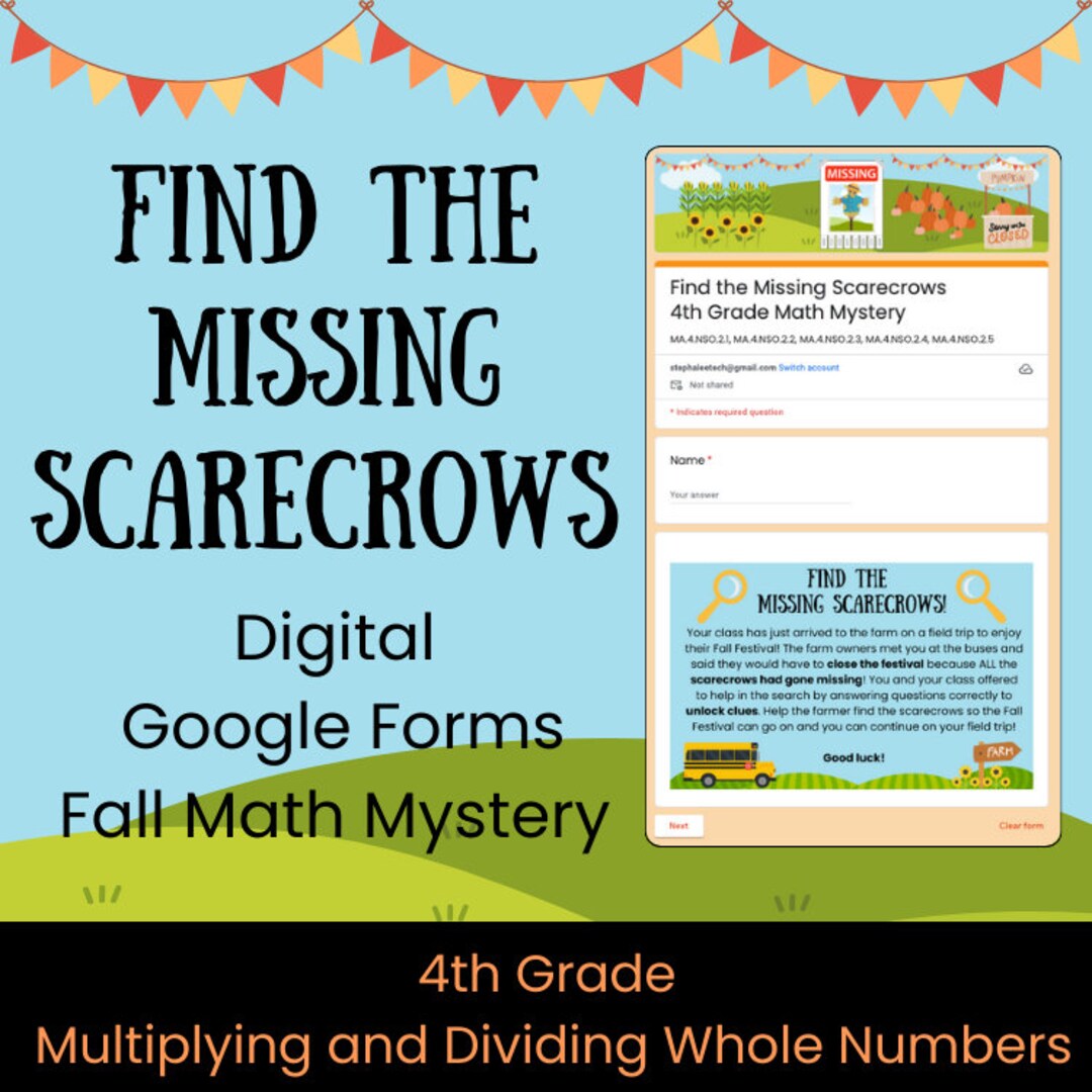 4th Grade Multiplying and Dividing Whole Numbers Fall Math - Etsy