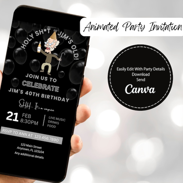 Male Birthday Animated Invitation Etsy