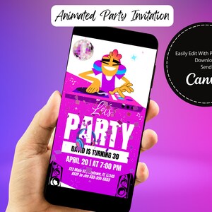 Fun DJ Party Animated Video Invitation, DIY Easy Editable Template ...