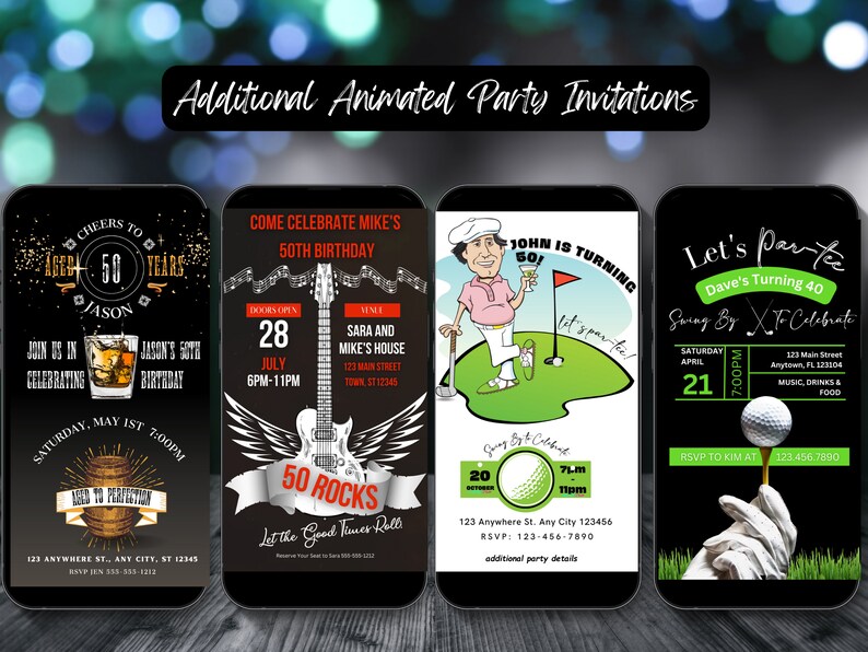 Animated Golf Themed Video Birthday Party Invitation Simple - Etsy