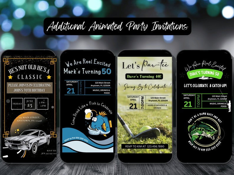 Animated Rock and Roll Themed Digital Birthday Party Invitation, Simple ...