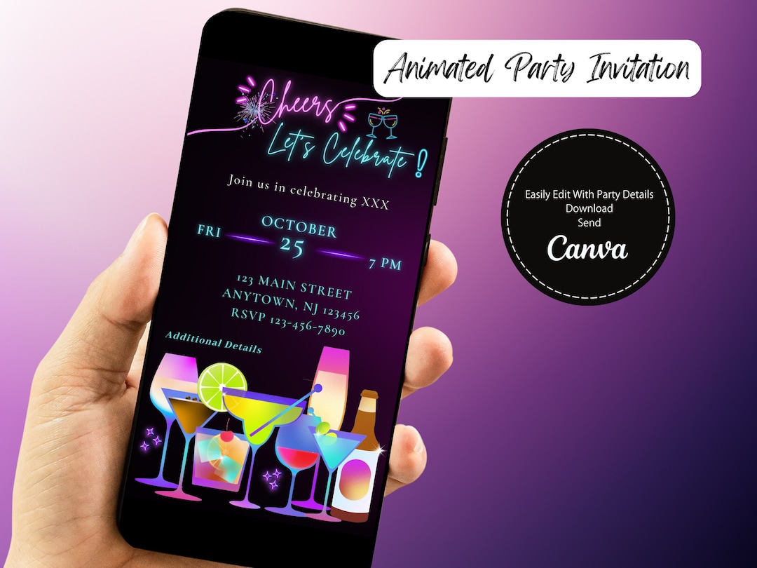 Fun Party Animated Video Invitation, DIY Easy Editable Template ...