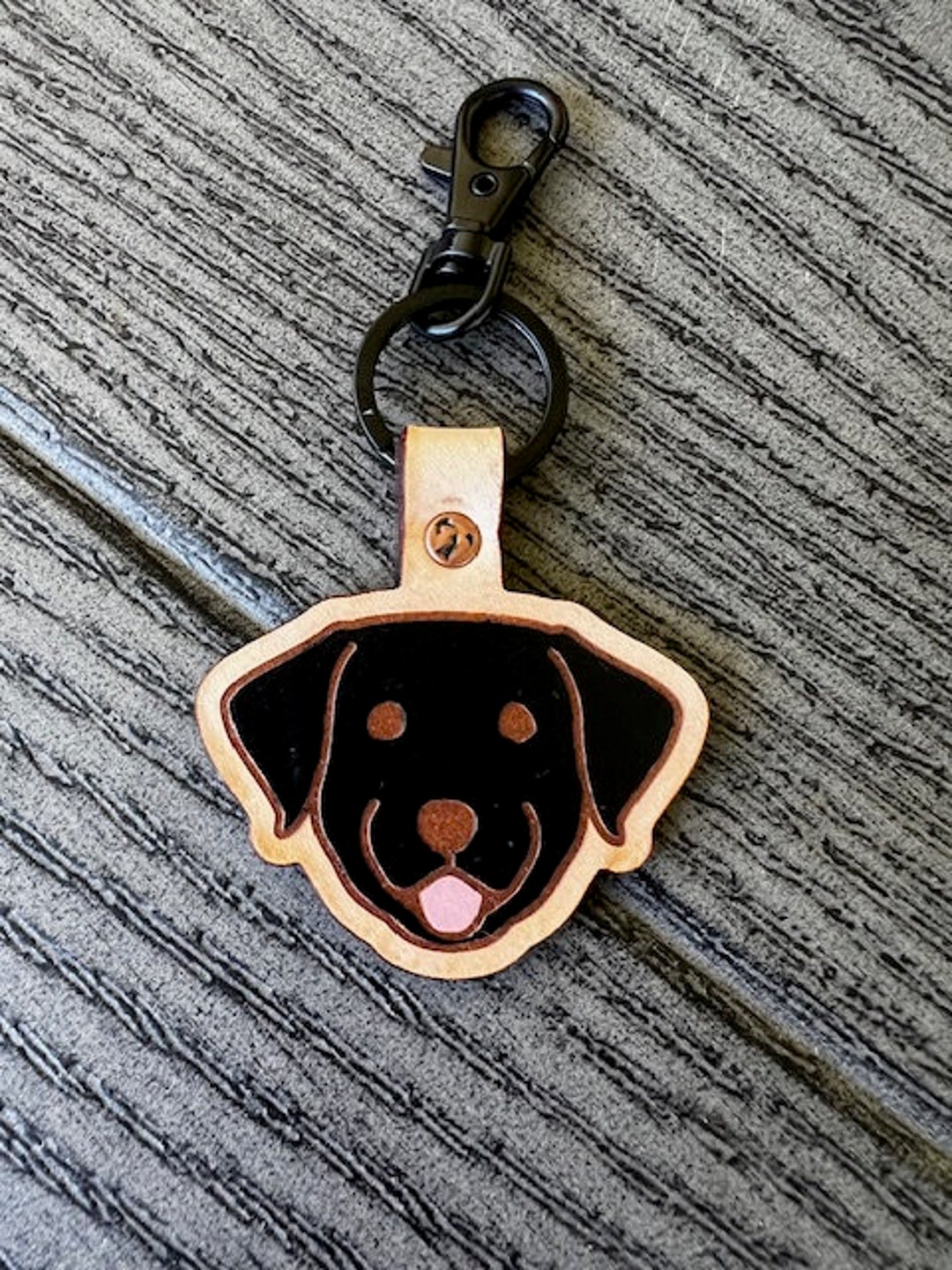 Dog Keychain Hand Painted Leather Labrador Retriever Keychain Dog Face ...