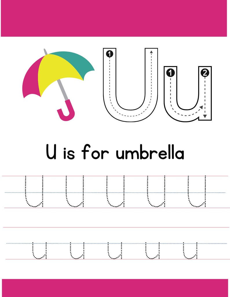 Letter U Tracing Worksheet - Printable Handwriting Practice for ...