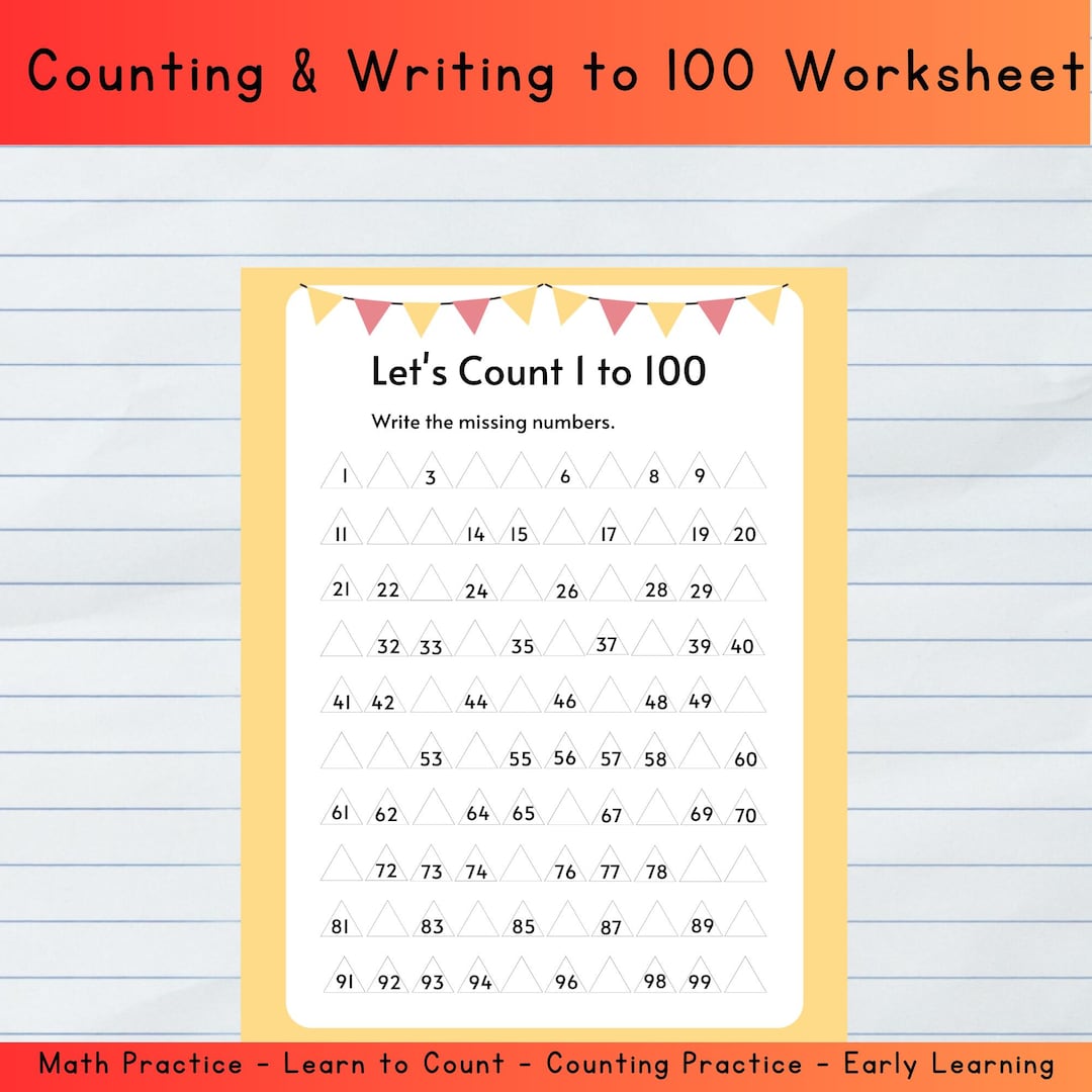 Missing Numbers Worksheet 1-100 | Count to 100 Printable | Kindergarten ...
