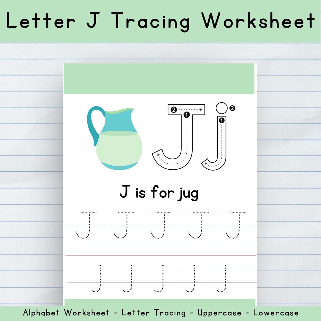 Letter J Tracing Worksheet | Learn Letter J | Preschool J | J Writing ...