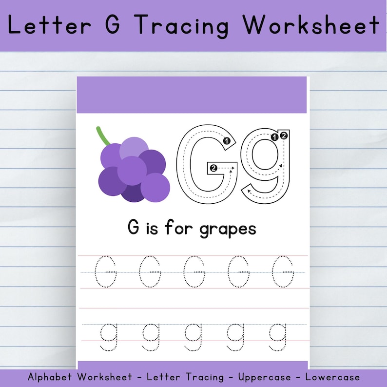 Letter G Tracing Worksheet | Learn Letter G | Preschool G | G Writing ...