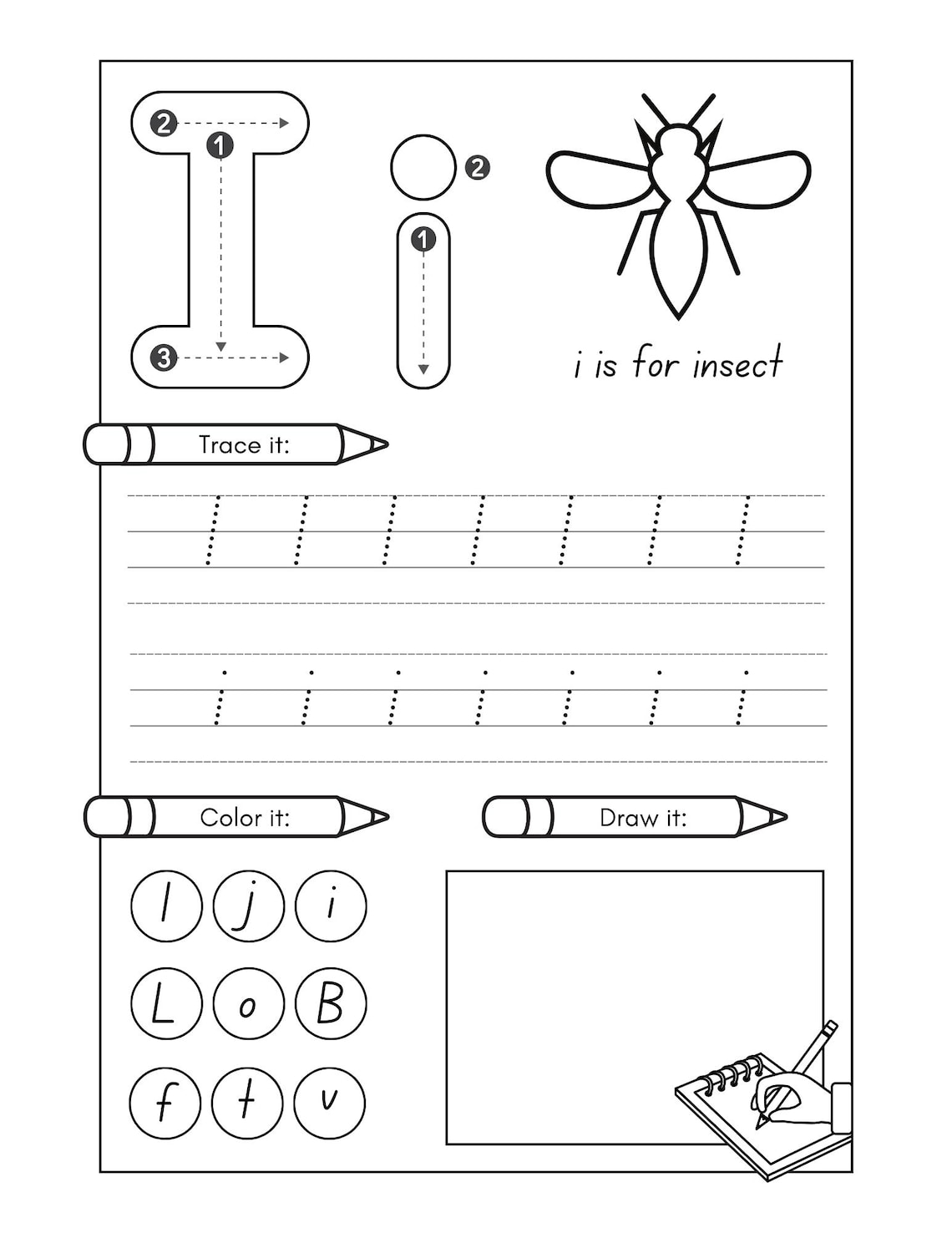 Letter I Tracing Worksheet | Alphabet I Printable | Preschool ...