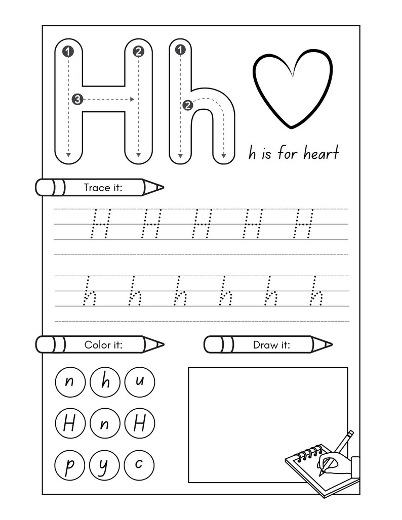 Letter H Tracing Worksheet | Alphabet H Printable | Preschool ...
