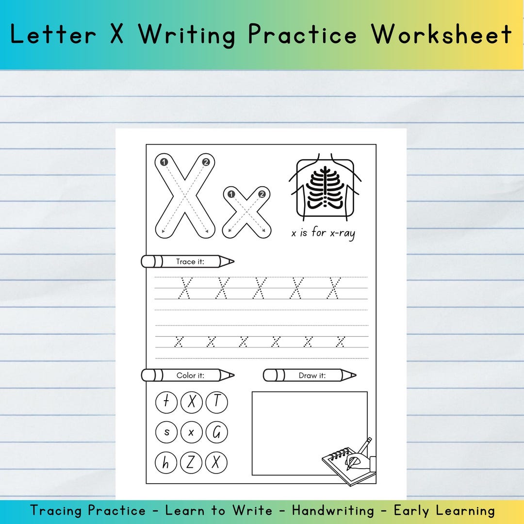 Letter X Tracing Worksheet - Preschool & Kindergarten Handwriting ...