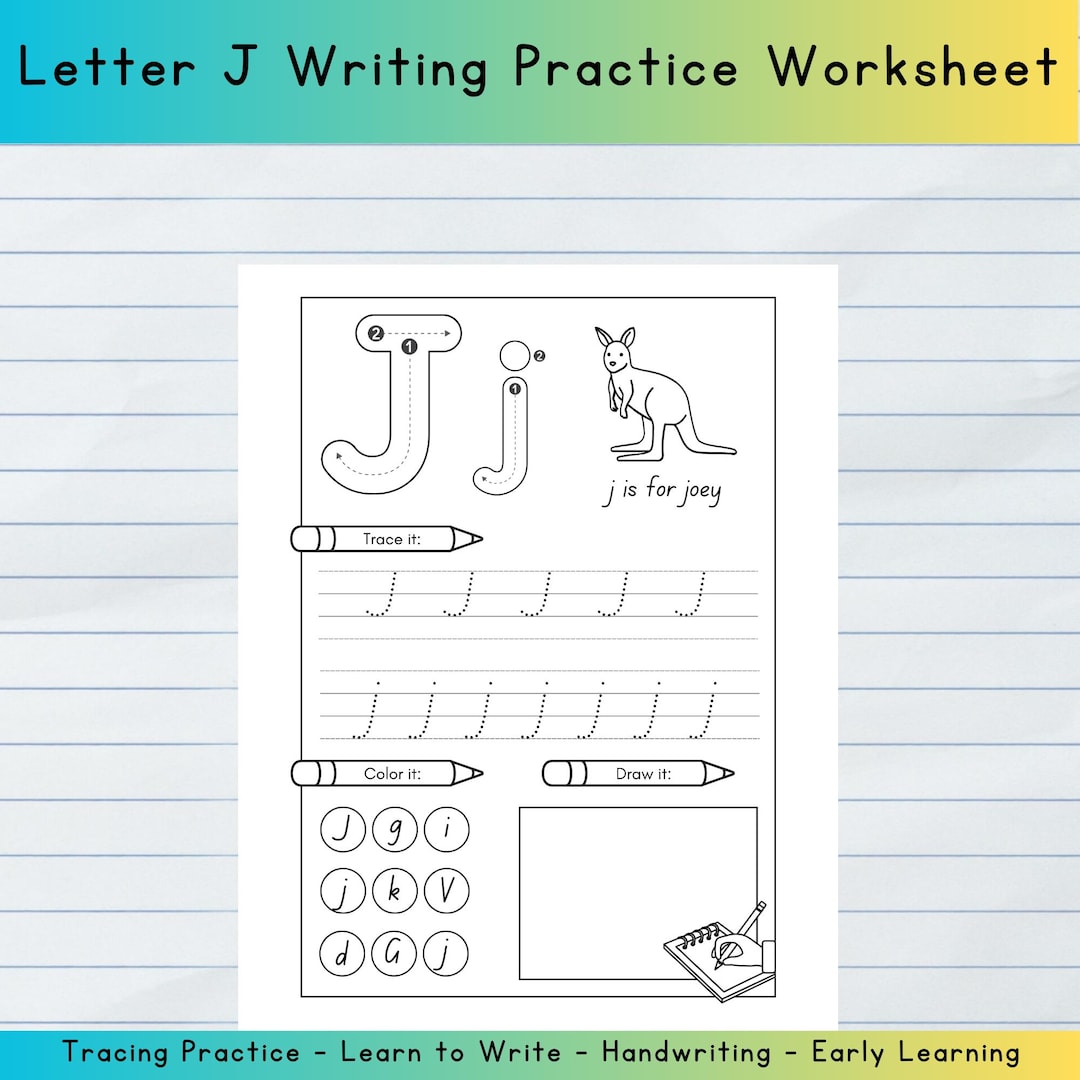 Letter J Tracing Worksheet | Alphabet J Printable | Preschool ...