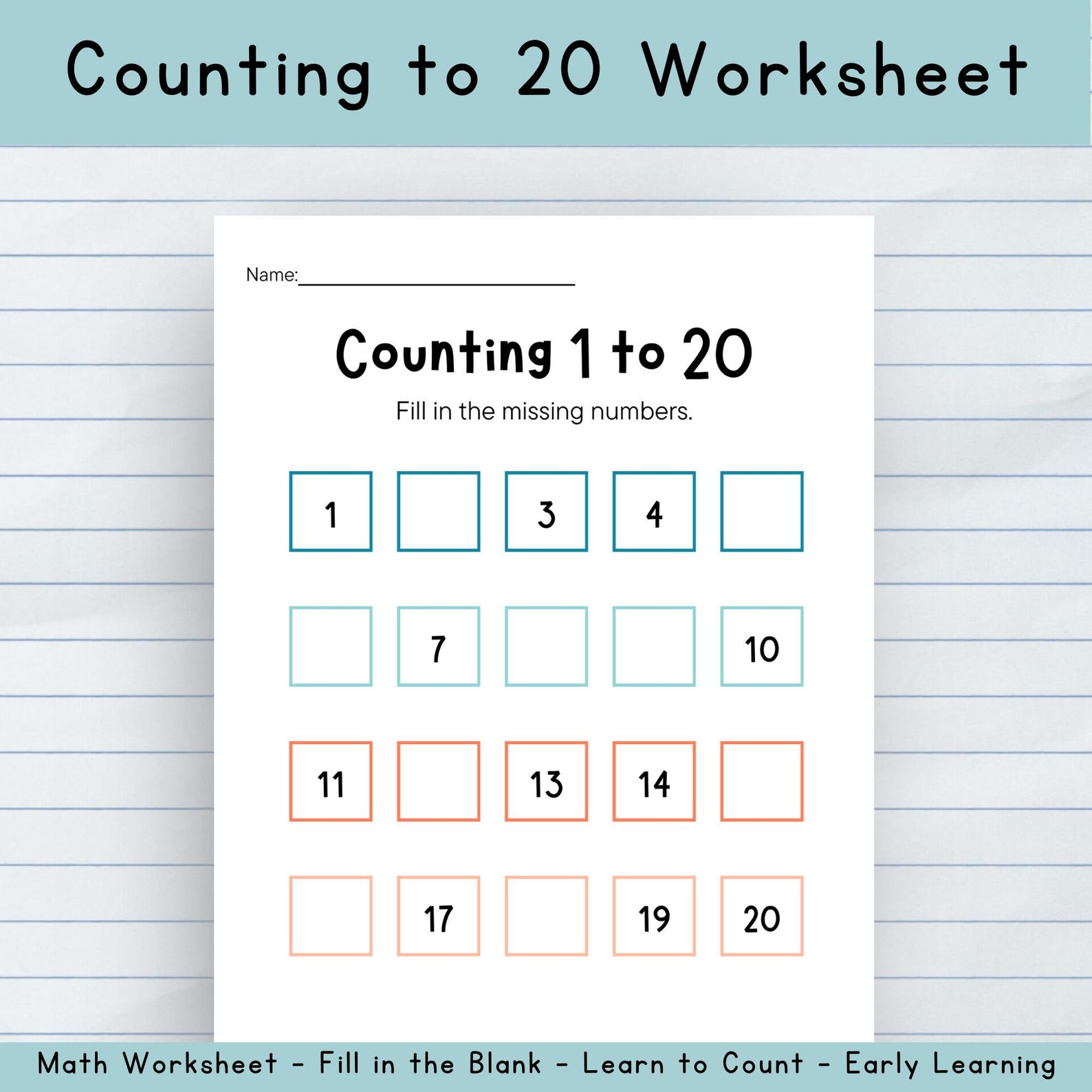 Counting to 20 Worksheet | Fill in the Missing Numbers | Preschool ...