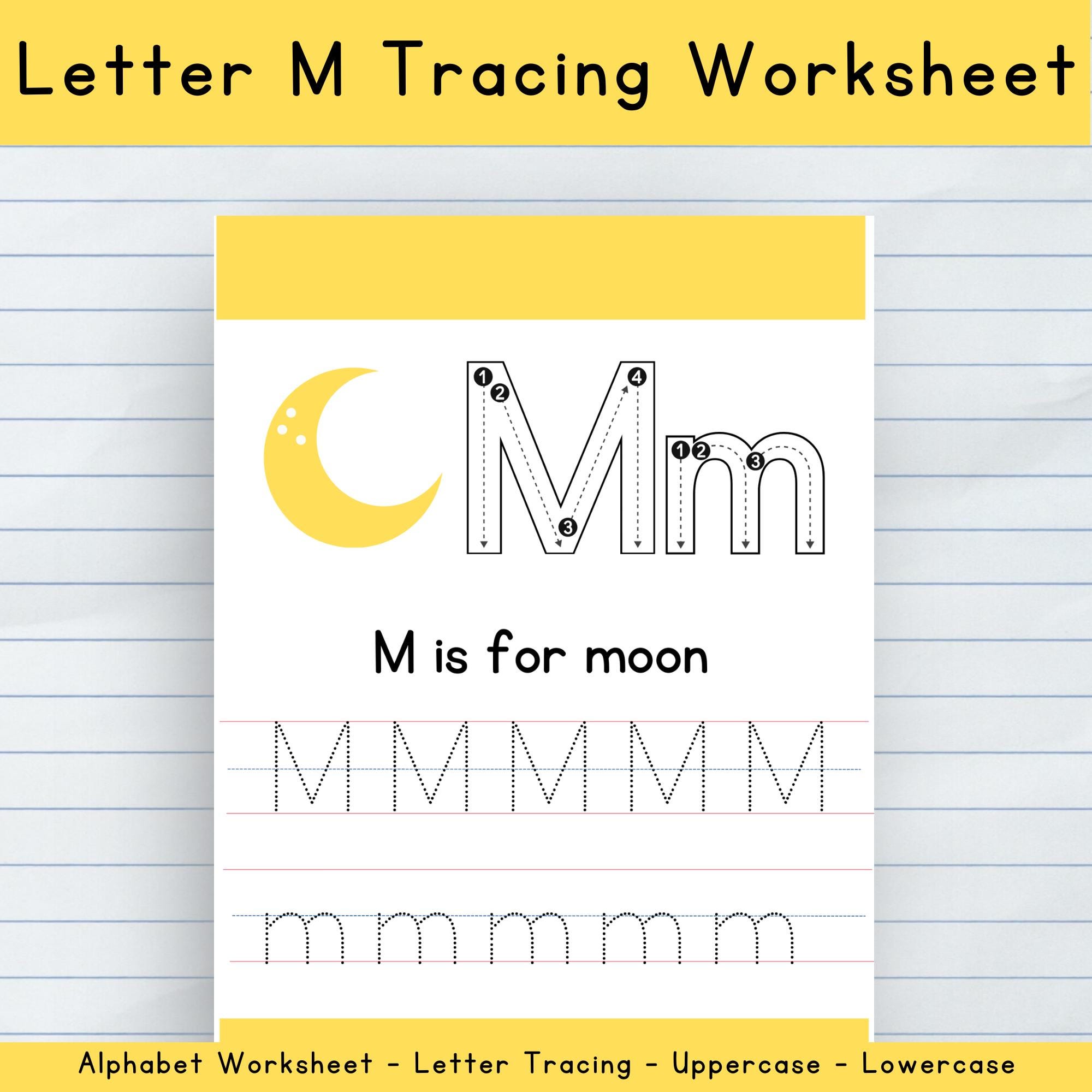 Letter M Tracing Worksheet - Printable Handwriting Practice for ...
