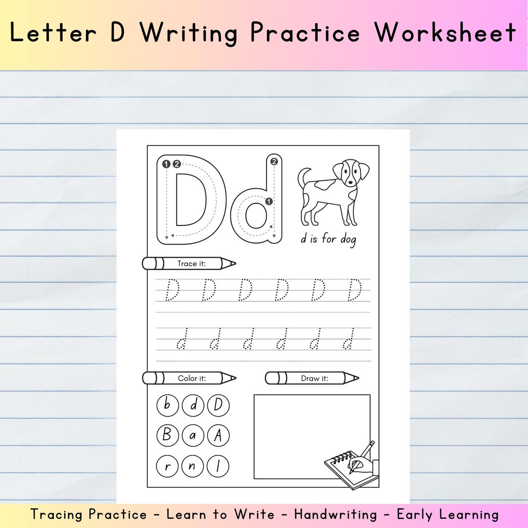 Letter D Tracing Worksheet | Alphabet D Printable | Preschool ...