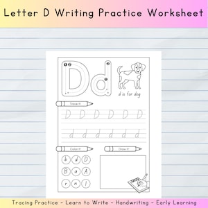 Letter D Tracing Worksheet | Alphabet D Printable | Preschool ...