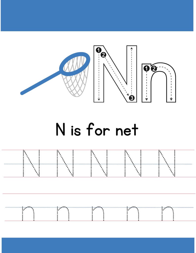 Letter N Tracing Worksheet - Printable Handwriting Practice for ...