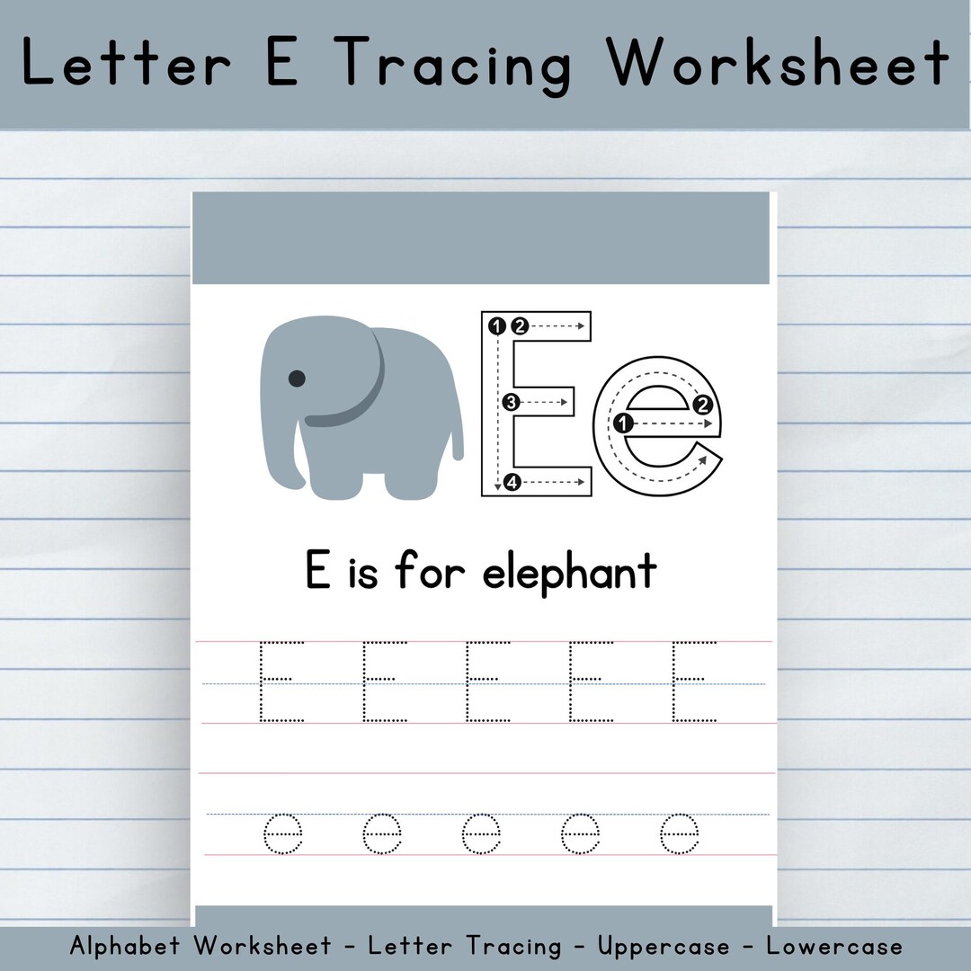 Letter E Tracing Worksheet | Learn Letter E | Preschool E | E Writing ...