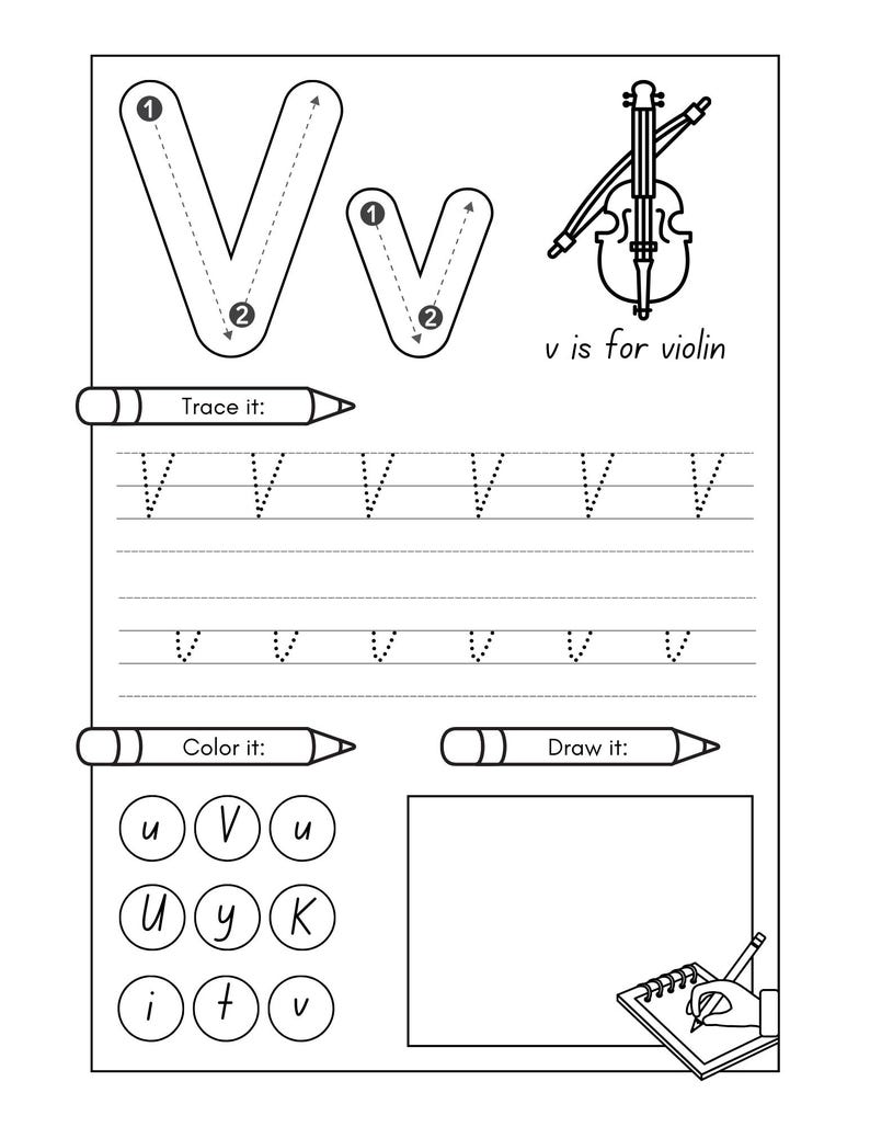 Letter V Tracing Worksheet - Preschool & Kindergarten Handwriting ...