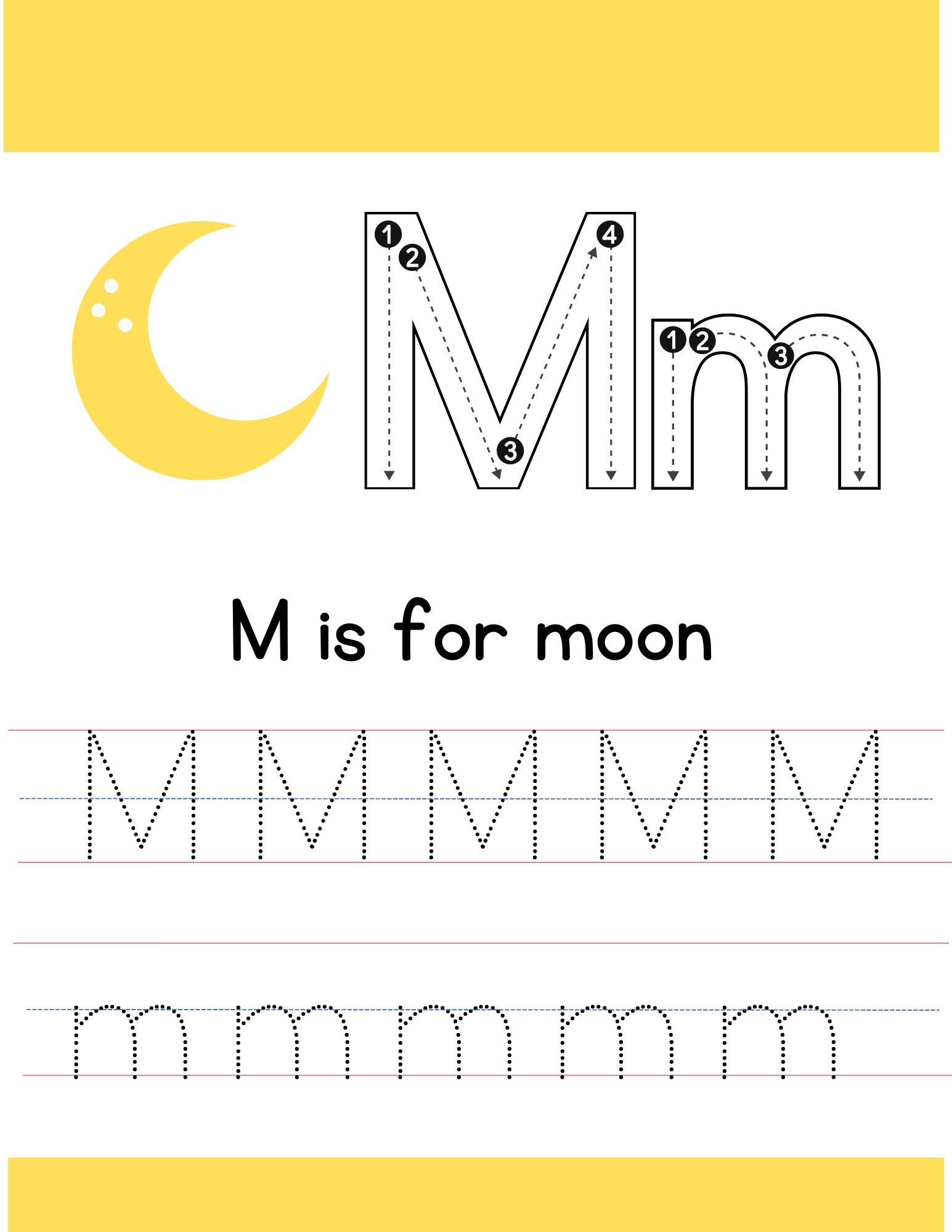 Letter M Tracing Worksheet - Printable Handwriting Practice for ...