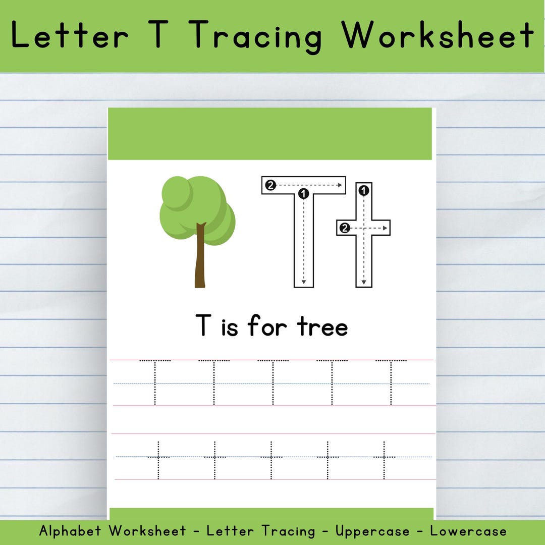 Letter T Tracing Worksheet - Printable Handwriting Practice for ...