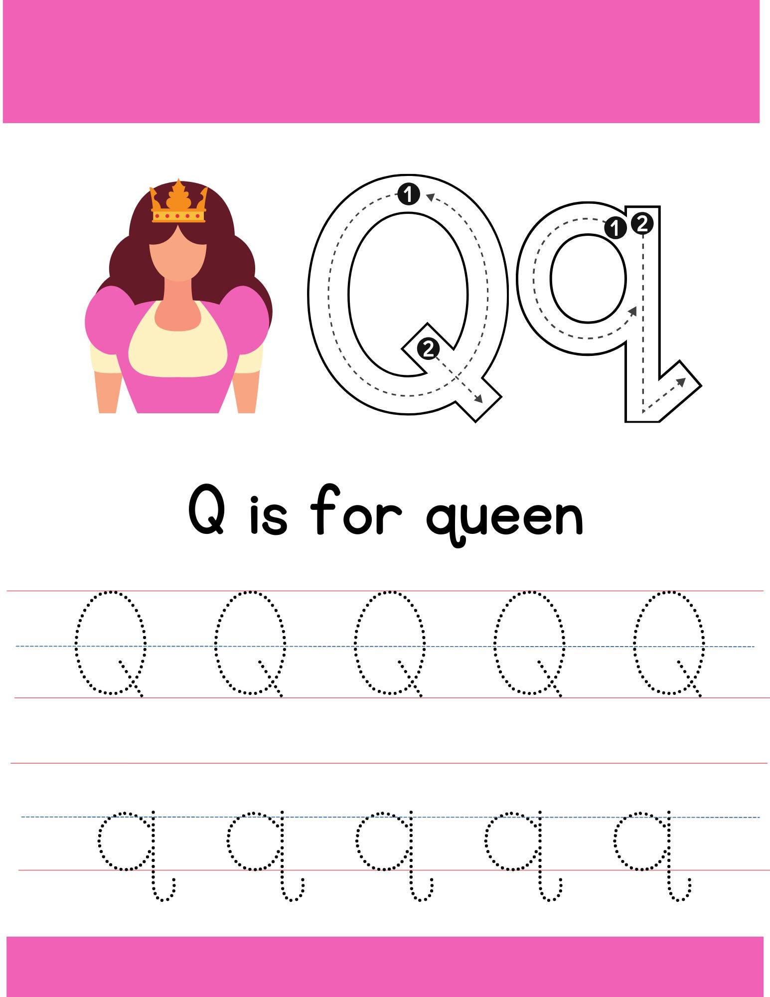 Letter Q Tracing Worksheet - Printable Handwriting Practice for ...