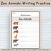 Zoo Animal Tracing Worksheet | Learn to Write Zoo Animals | Handwriting ...