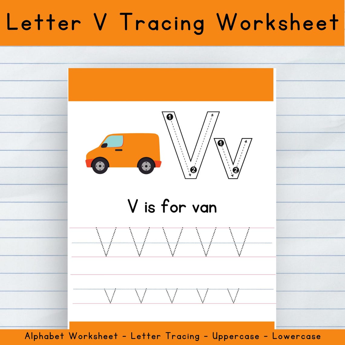 Letter V Tracing Worksheet - Printable Handwriting Practice for ...