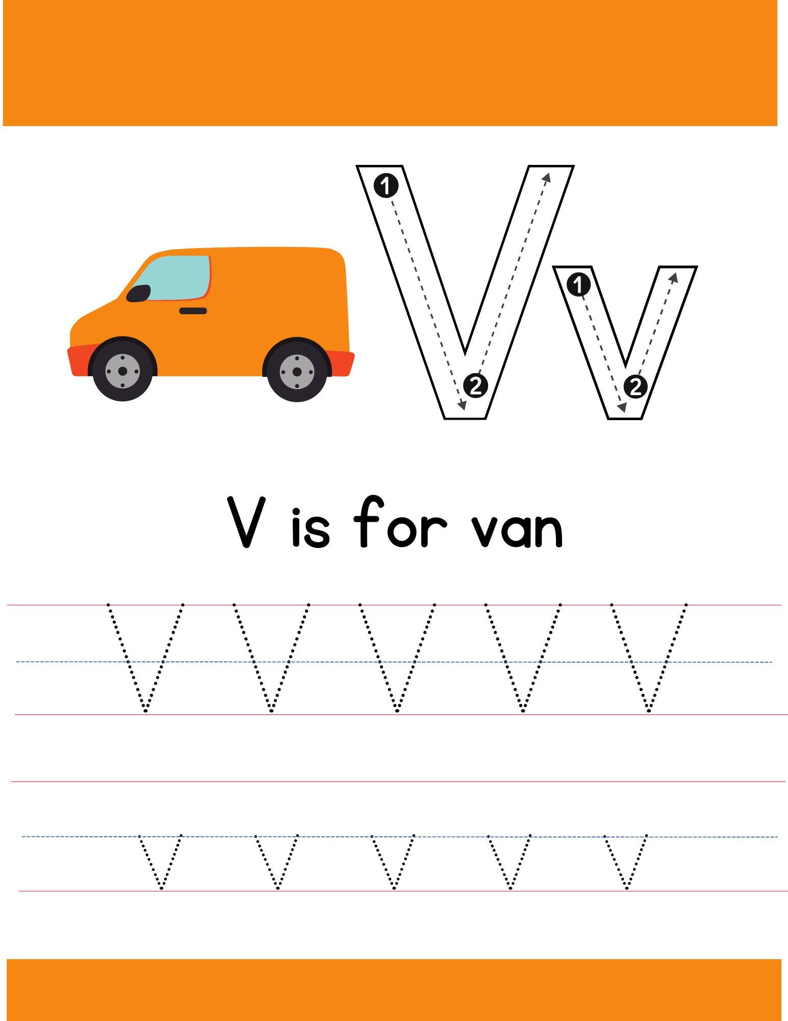 Letter V Tracing Worksheet - Printable Handwriting Practice for ...