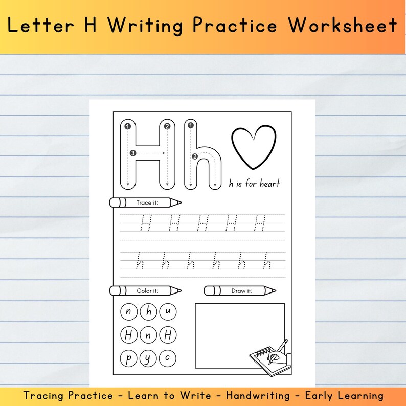 Letter H Tracing Worksheet | Alphabet H Printable | Preschool ...
