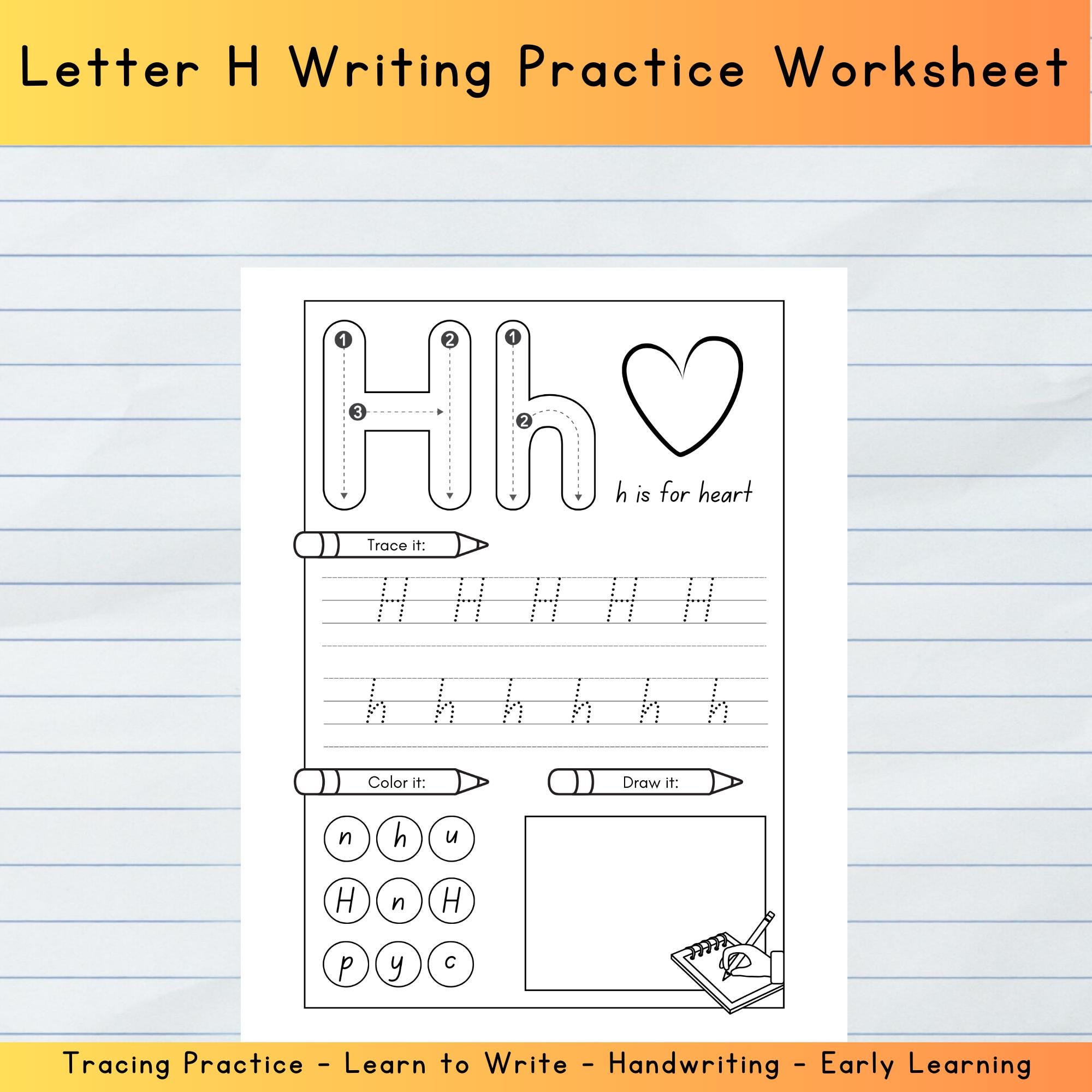 Letter H Tracing Worksheet | Alphabet H Printable | Preschool ...