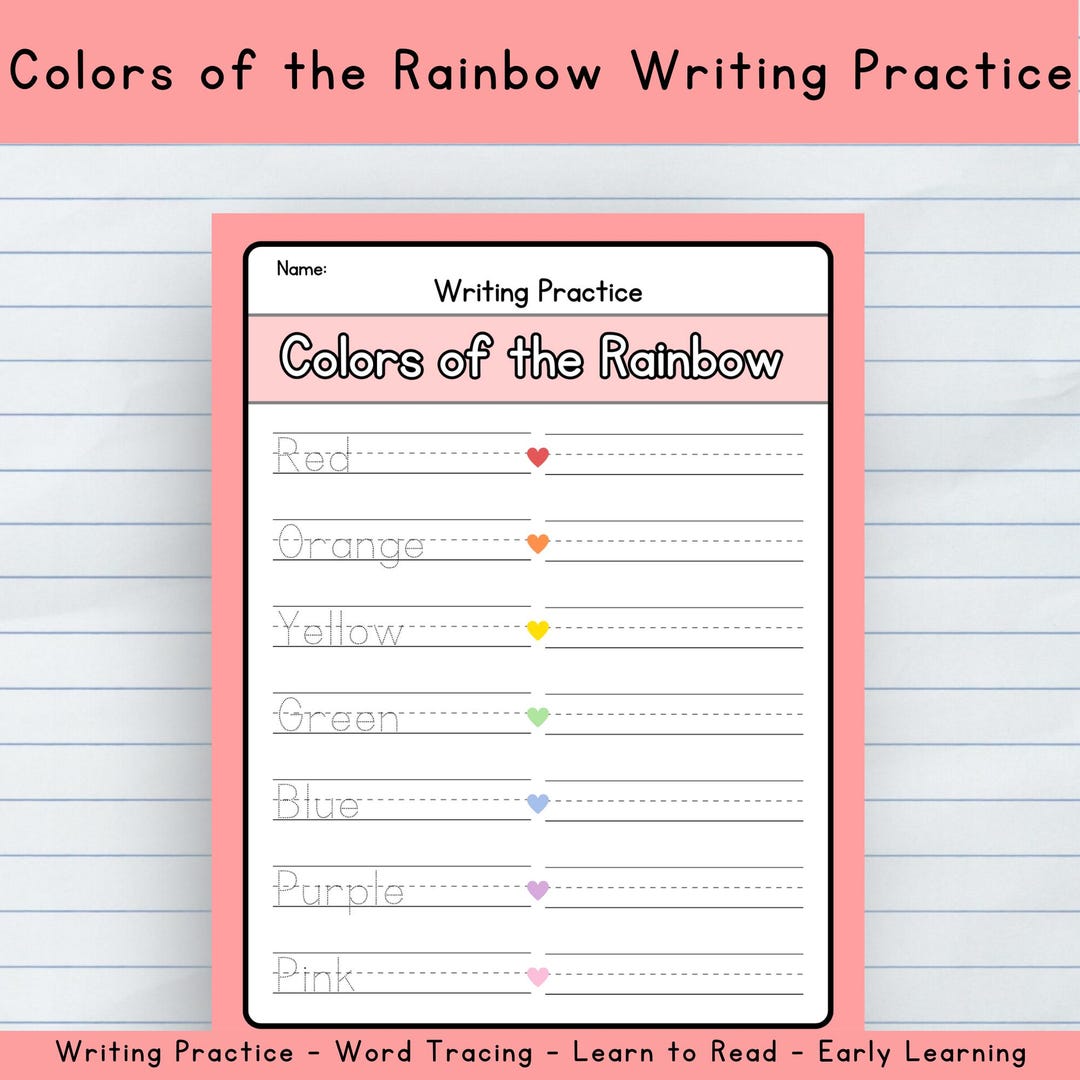 Rainbow Tracing Worksheet | Color Words Handwriting Practice ...