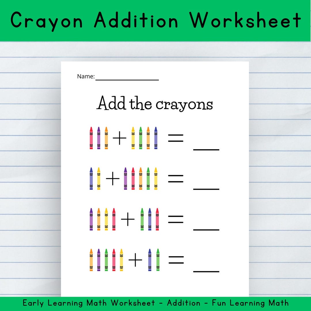Crayon Addition Worksheet - Fun Counting and Adding Activity for ...