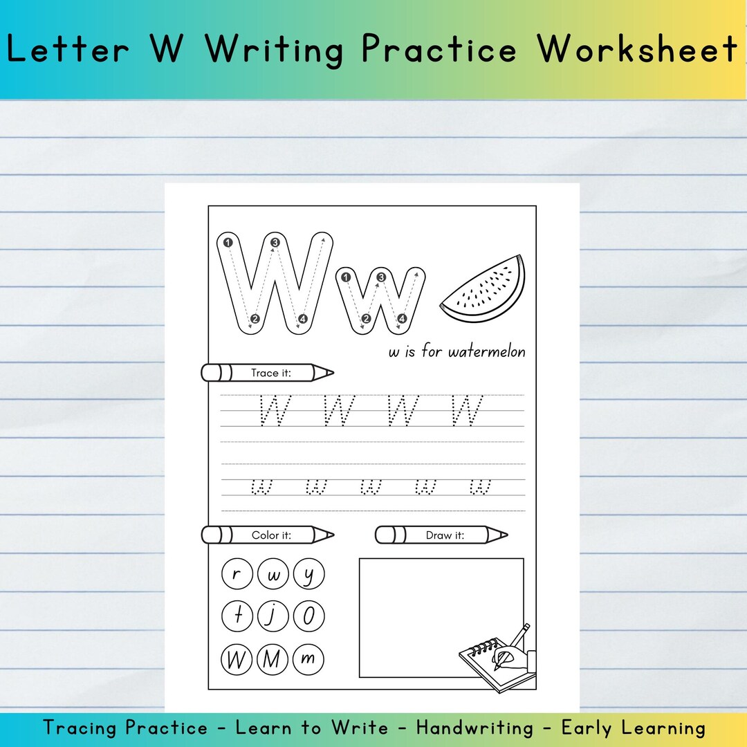 Letter W Tracing Worksheet - Preschool & Kindergarten Handwriting ...