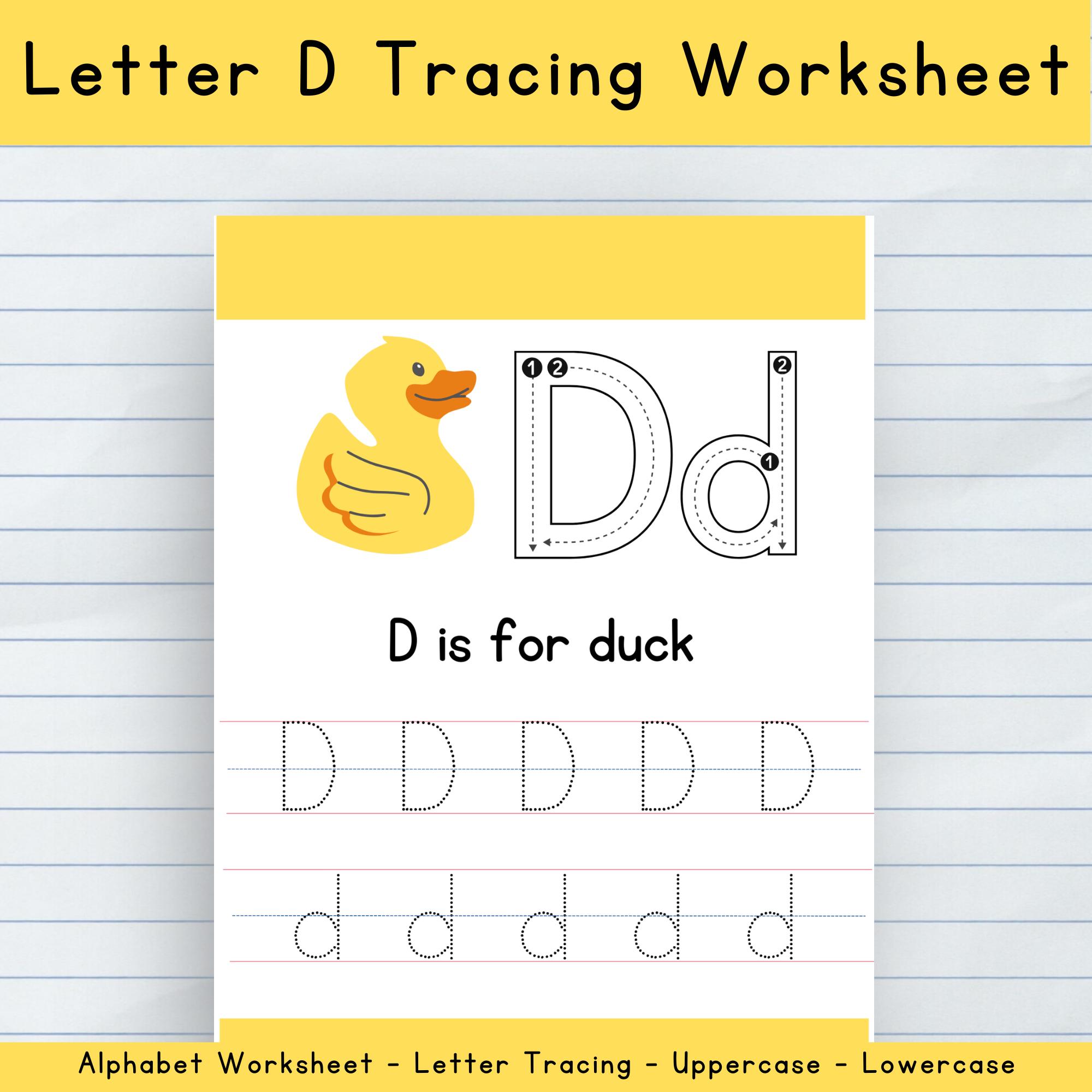 Letter D Tracing Worksheet | Preschool Letter D | Learn Letter D | D ...