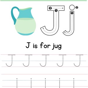 Letter J Tracing Worksheet | Learn Letter J | Preschool J | J Writing ...
