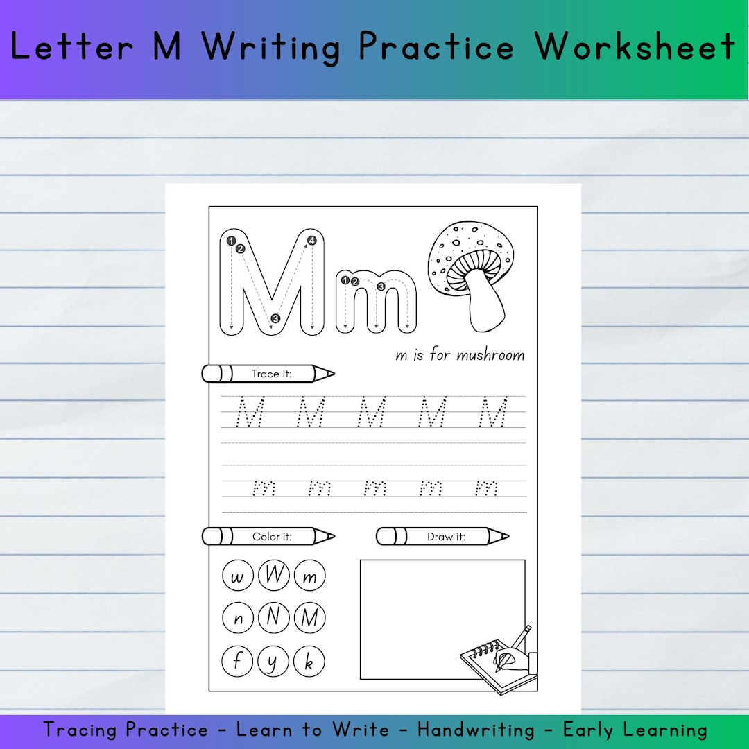 Letter M Tracing Worksheet - Preschool & Kindergarten Handwriting ...