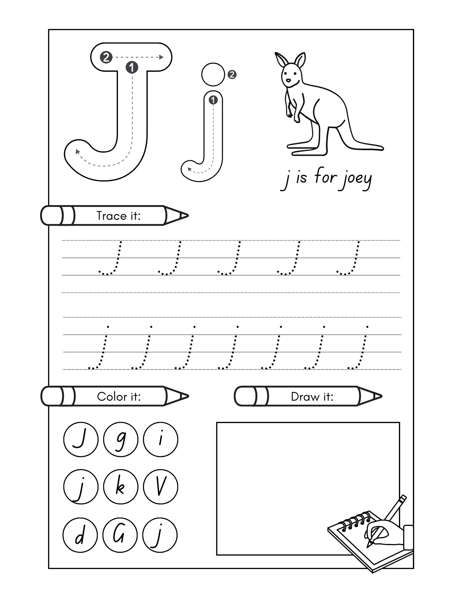 Letter J Tracing Worksheet | Alphabet J Printable | Preschool ...