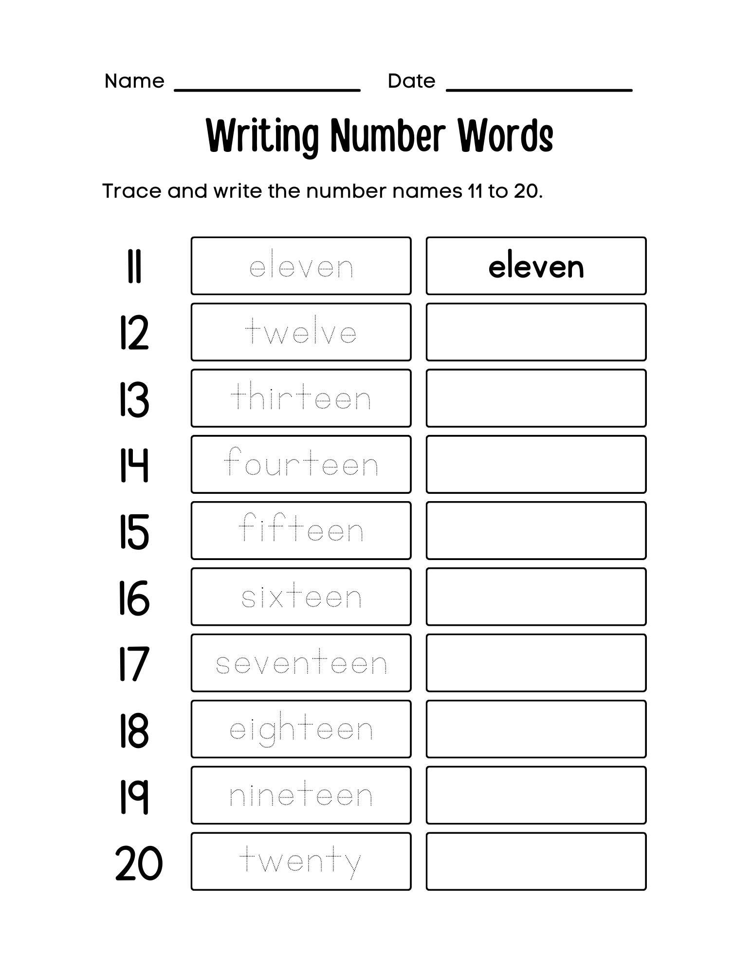 Trace and Write Number Words Worksheet 1-20 | Learn Number Names for ...