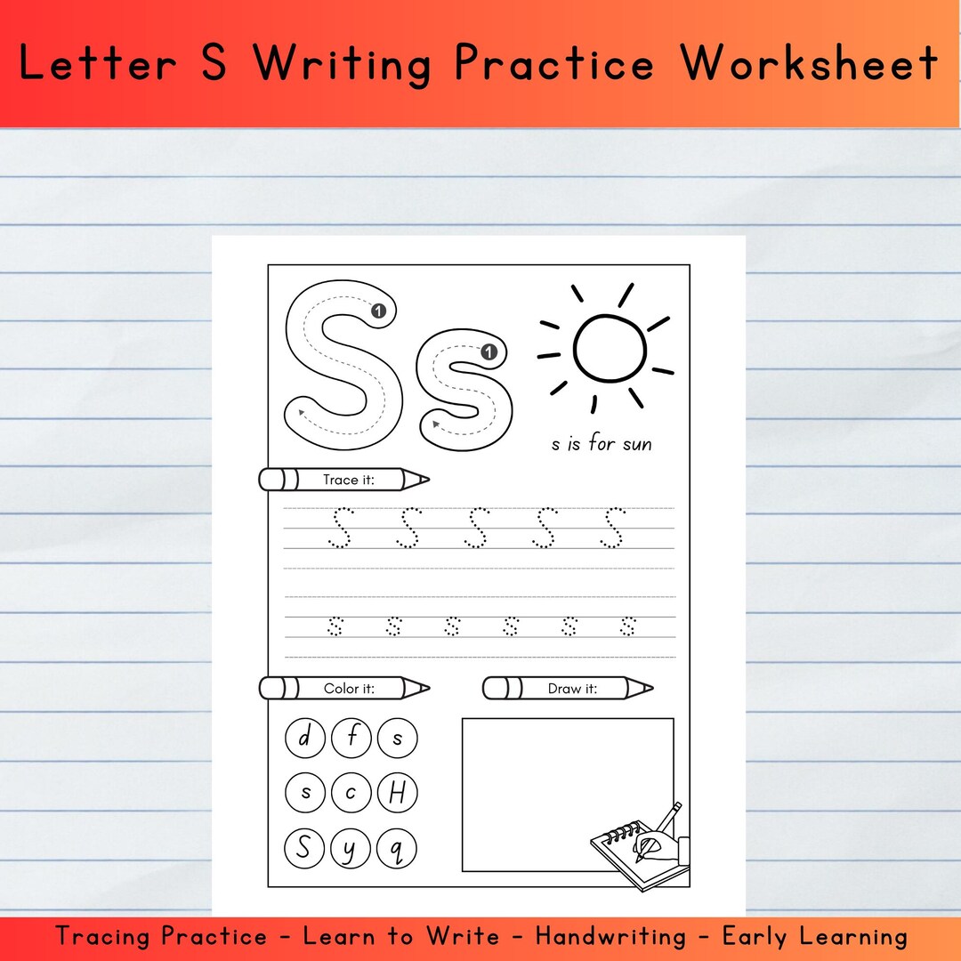 Letter S Tracing Worksheet - Preschool & Kindergarten Handwriting ...