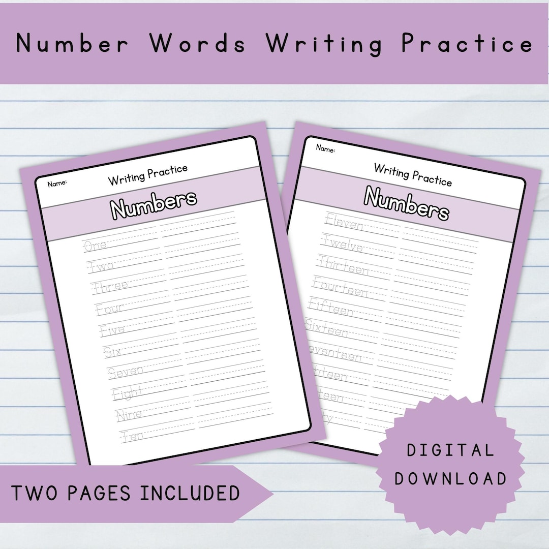 Number Words Writing Worksheet | Handwriting Tracing Printable ...