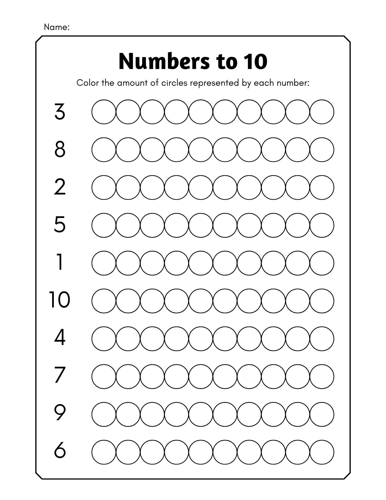 Counting to 10 Worksheet - Preschool and Kindergarten Math Printable ...