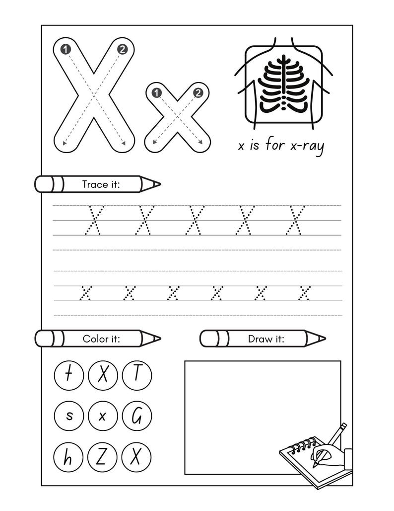 Letter X Tracing Worksheet - Preschool & Kindergarten Handwriting ...