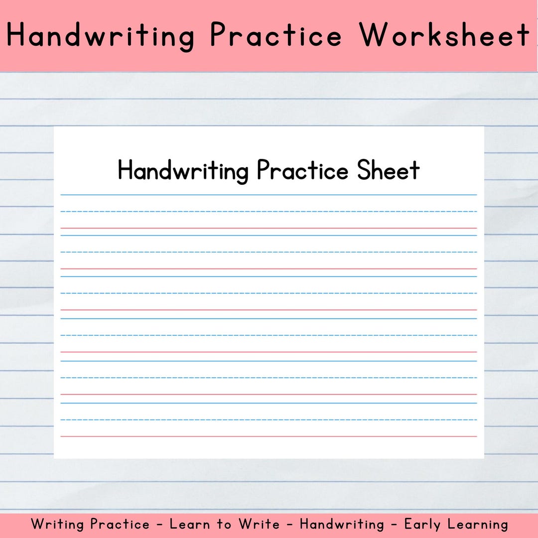 Blank Handwriting Practice Worksheet - Etsy