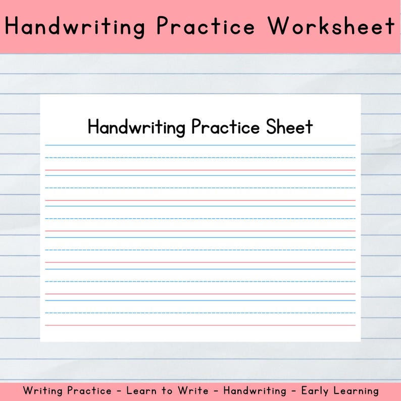 Blank Handwriting Practice Worksheet - Etsy