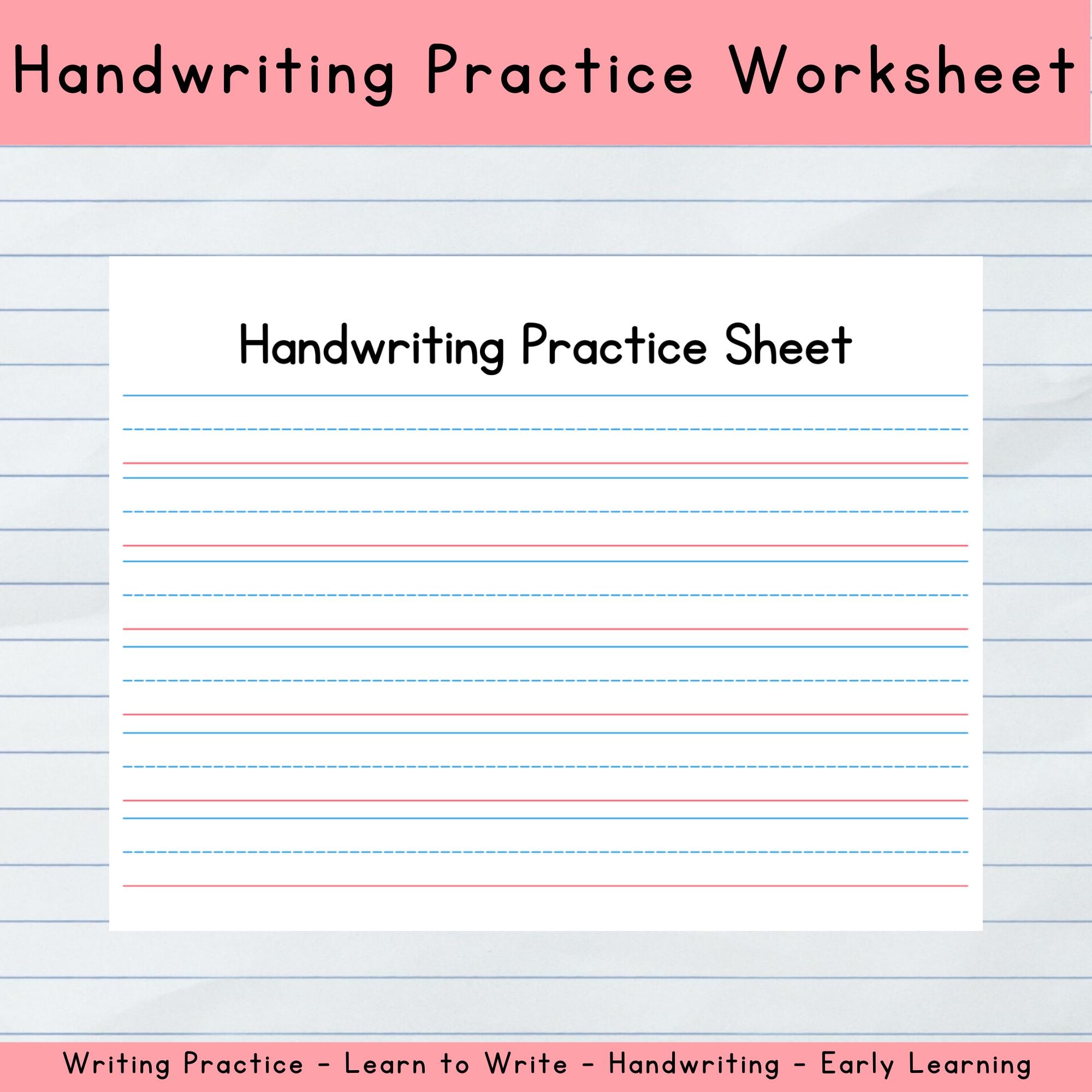 Blank Handwriting Practice Worksheet - Etsy