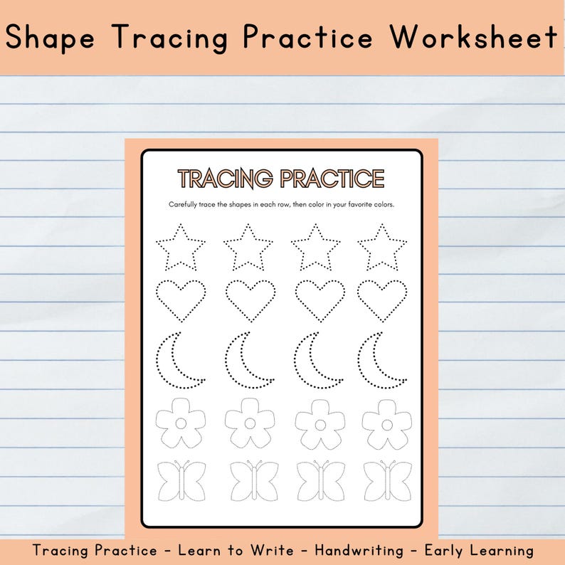 Shape Tracing Worksheet | Preschool Shapes Printable | Fine Motor ...