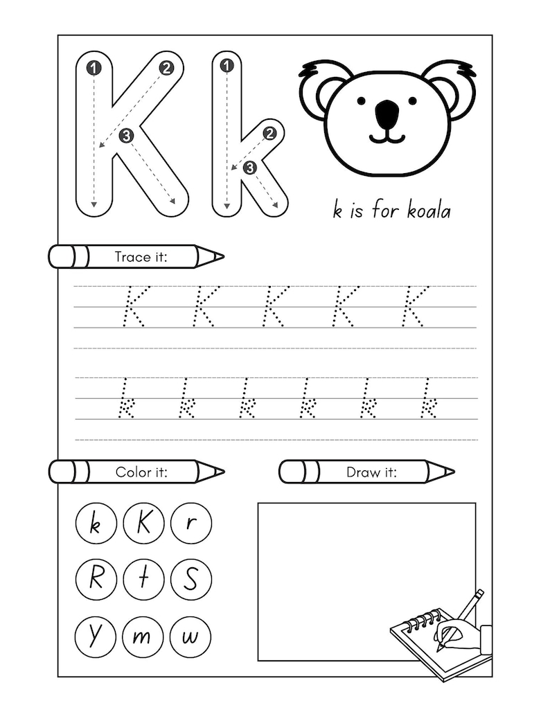 Letter K Tracing Worksheet | Alphabet K Printable | Preschool ...